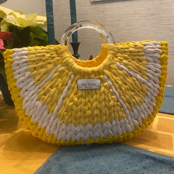 kate spade | Bags | Kate Spade Straw Lemon Medium Tote | Poshmark
